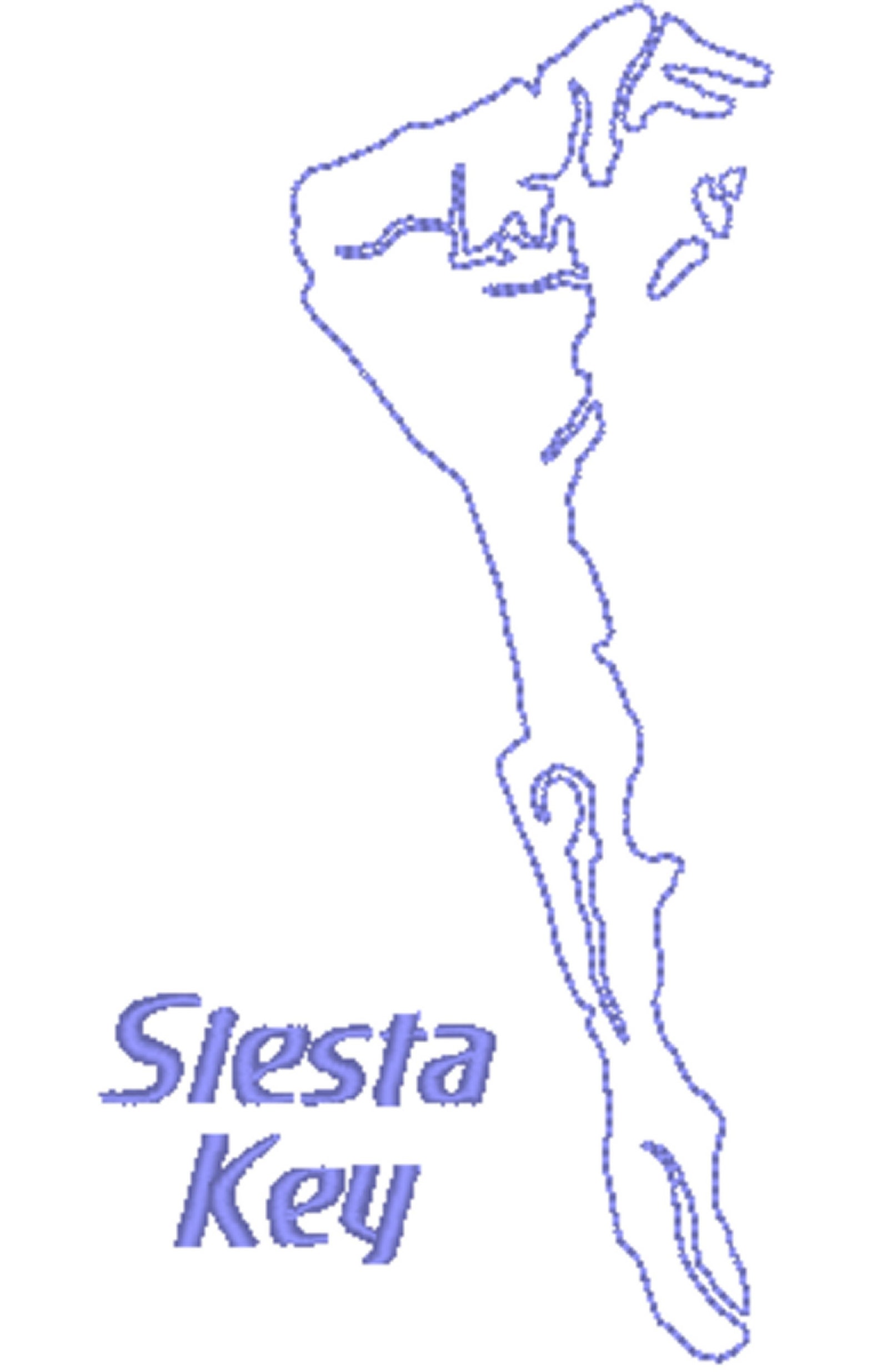 Z Siesta Key Map Machine Embroidery Design File, Multiple Sizes ...