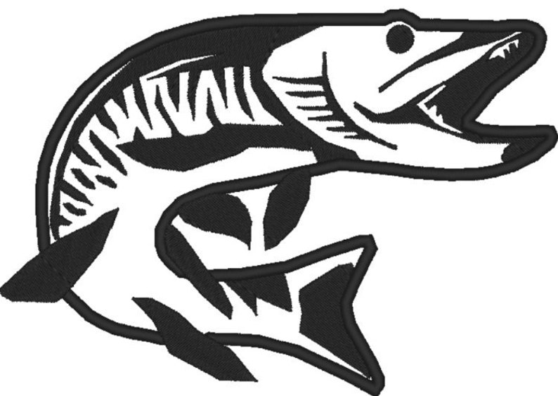 Muskie Embroidery Design File - Multiple Formats - One Color Design - 4 ...