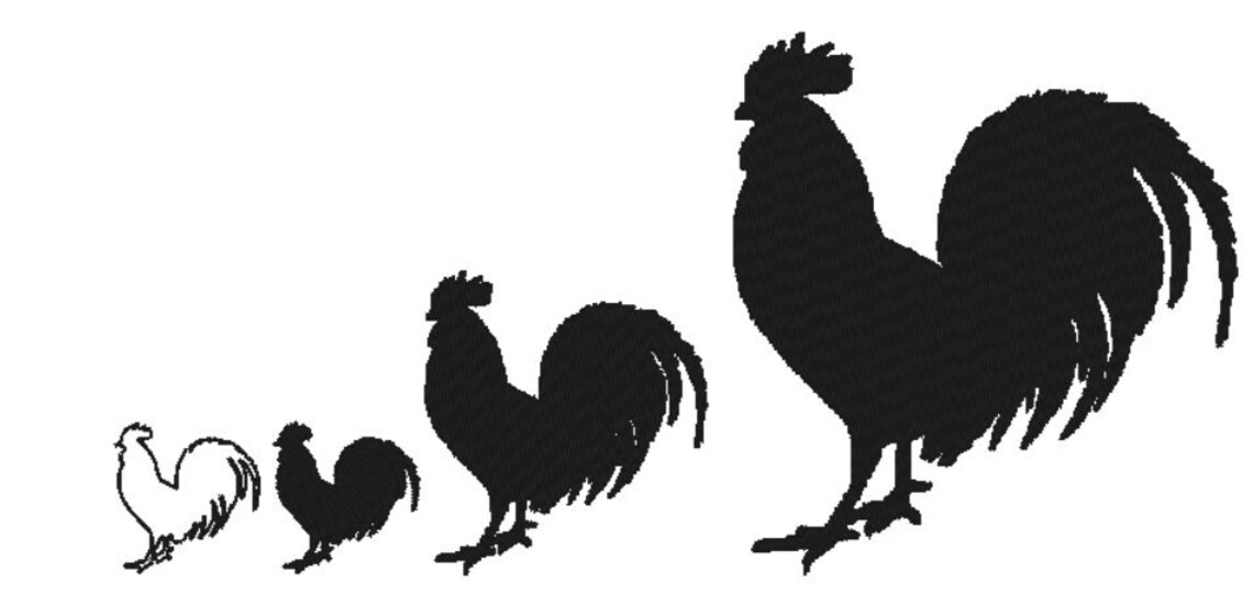 Solid Rooster Embroidery Design File - Multiple Formats - One Color ...