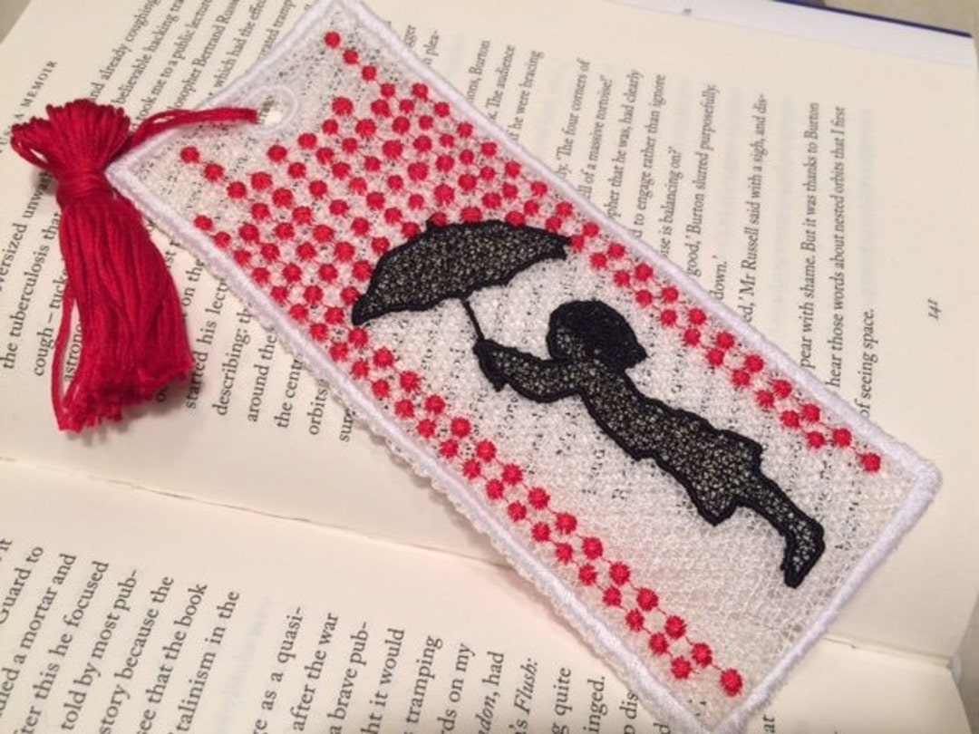 FSL Bookmark - Girl With Umbrella- Book Lovers Gift - FSL - Embroidery ...