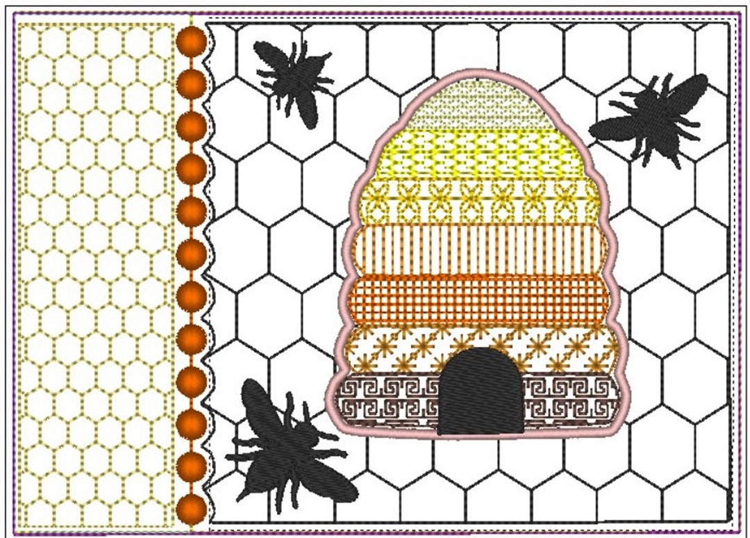 Mug Rug - Beehive Embroidery Design - 5 X 7 Hoop - Mulitple Formats ...