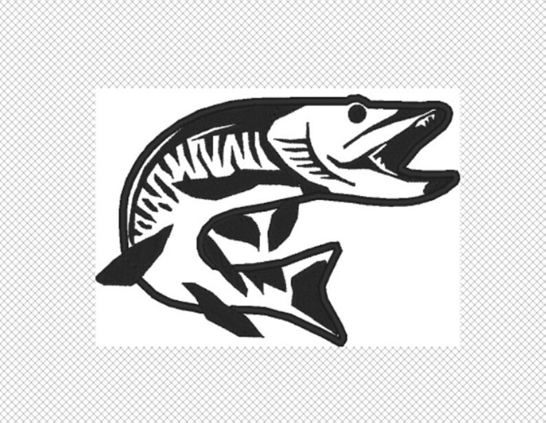 Muskie Embroidery Design File - Multiple Formats - One Color Design - 4 ...