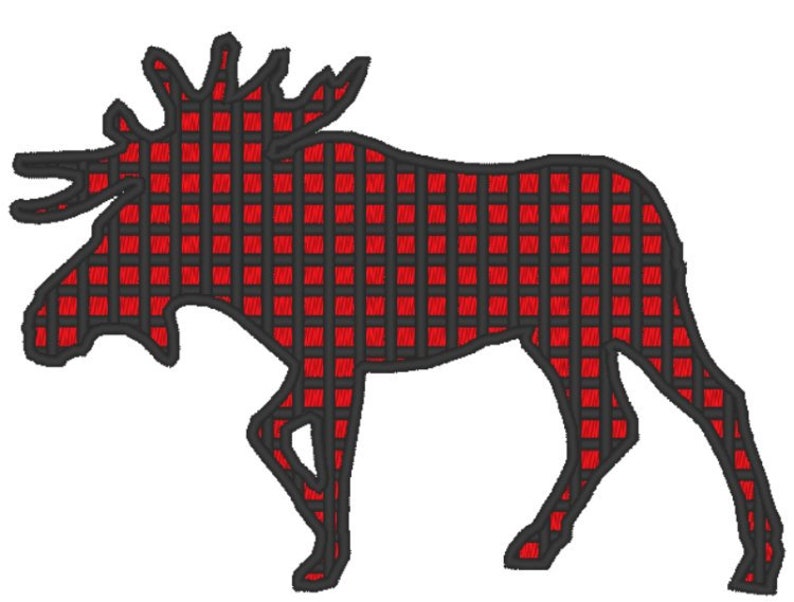 Buffalo Check Moose Embroidery Design - Two Color (digital Download) - Etsy
