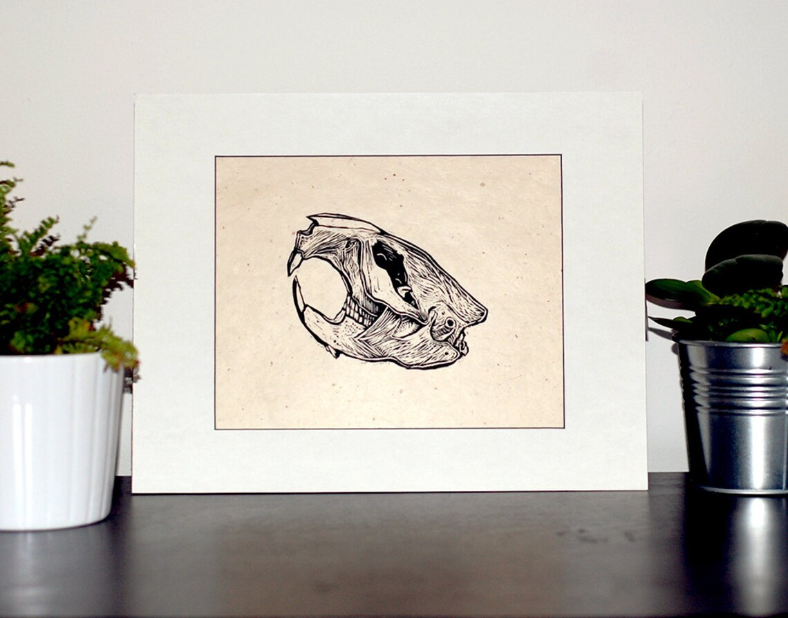 Beaver Skull Print, Handmade Linocut Print, 8.5 X11 - Etsy Canada