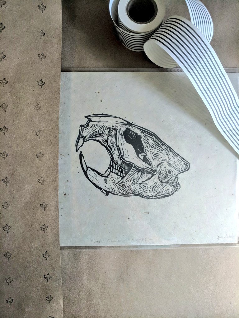 Beaver Skull Print, Handmade Linocut Print, 8.5 X11 - Etsy Canada