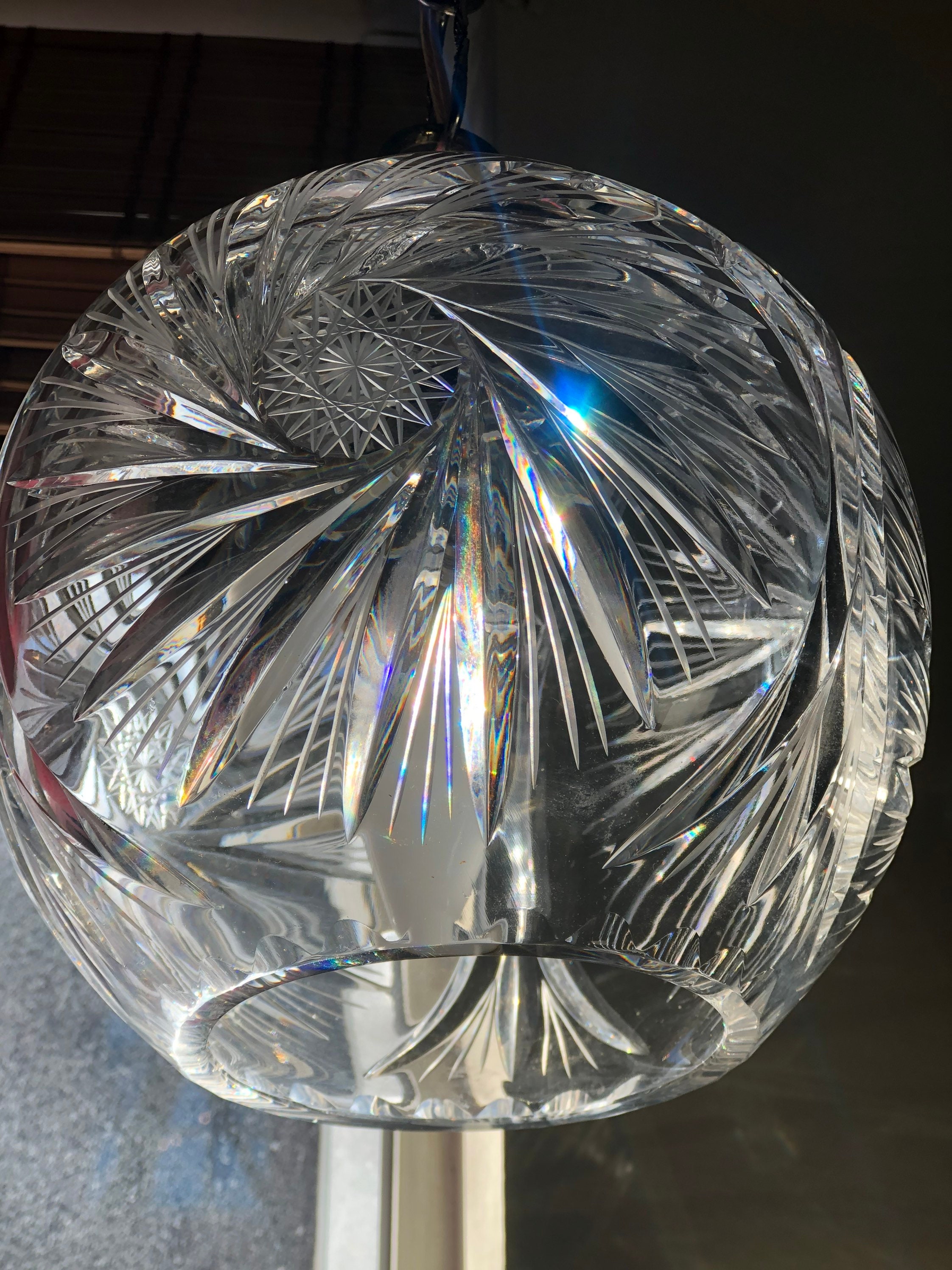 Antique American Cut Glass Crystal Pendant Lamp Pinwheel - Etsy