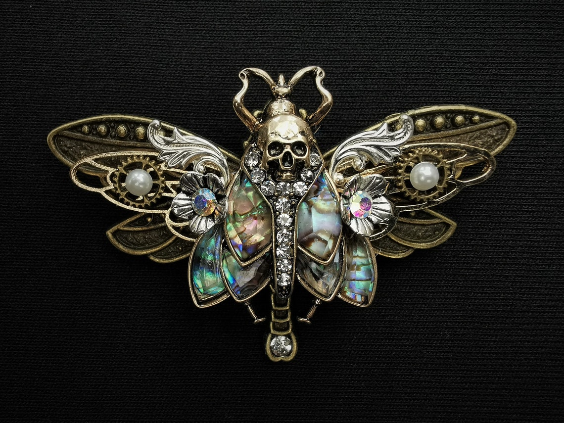 Gothic Art Nouveau Death's Head Hawkmoth and Bronze | Etsy