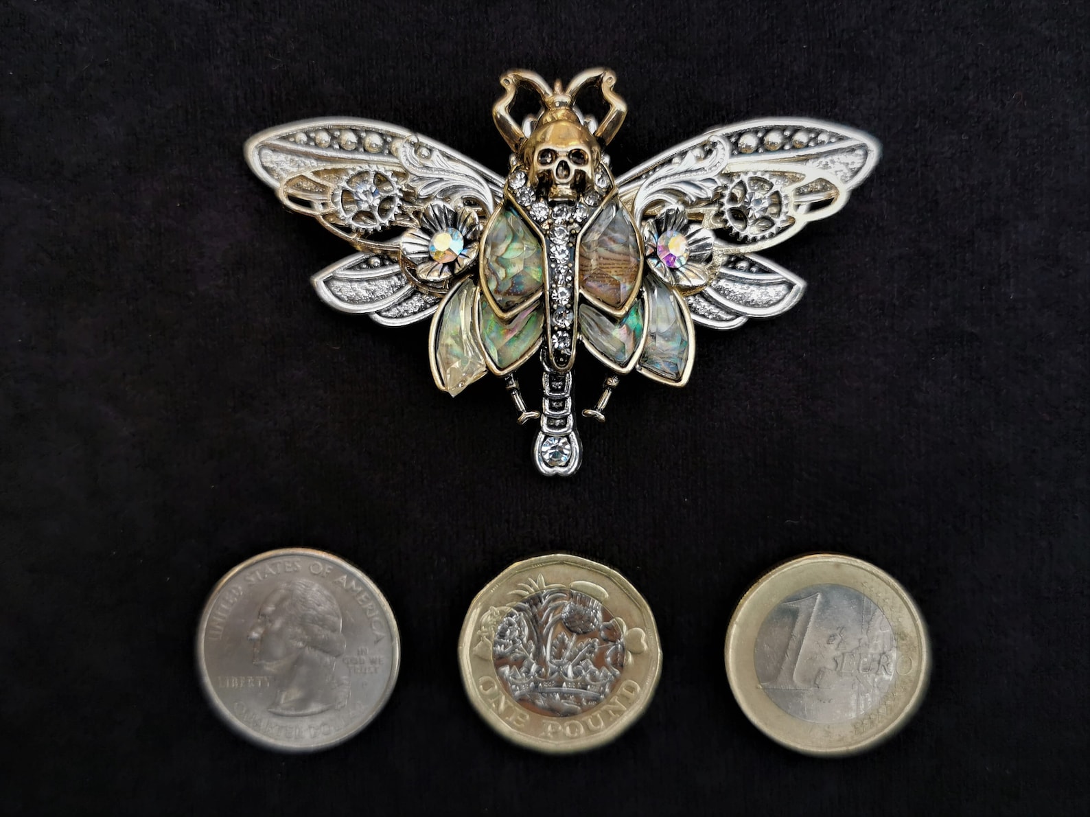 Gothic Art Nouveau Death's Head Hawkmoth and Silver | Etsy