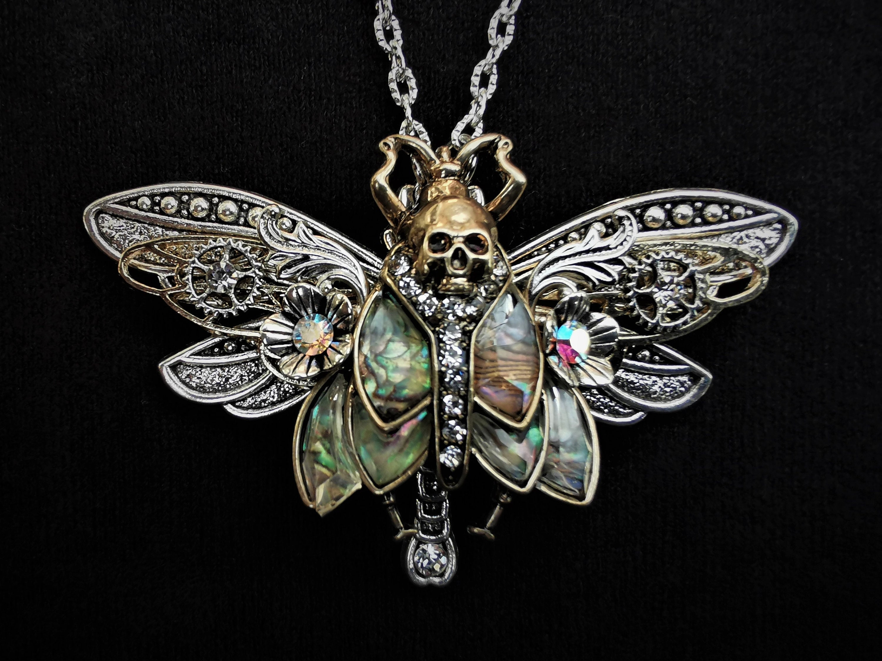 Gothic Art Nouveau Death's Head Hawkmoth and Silver | Etsy UK