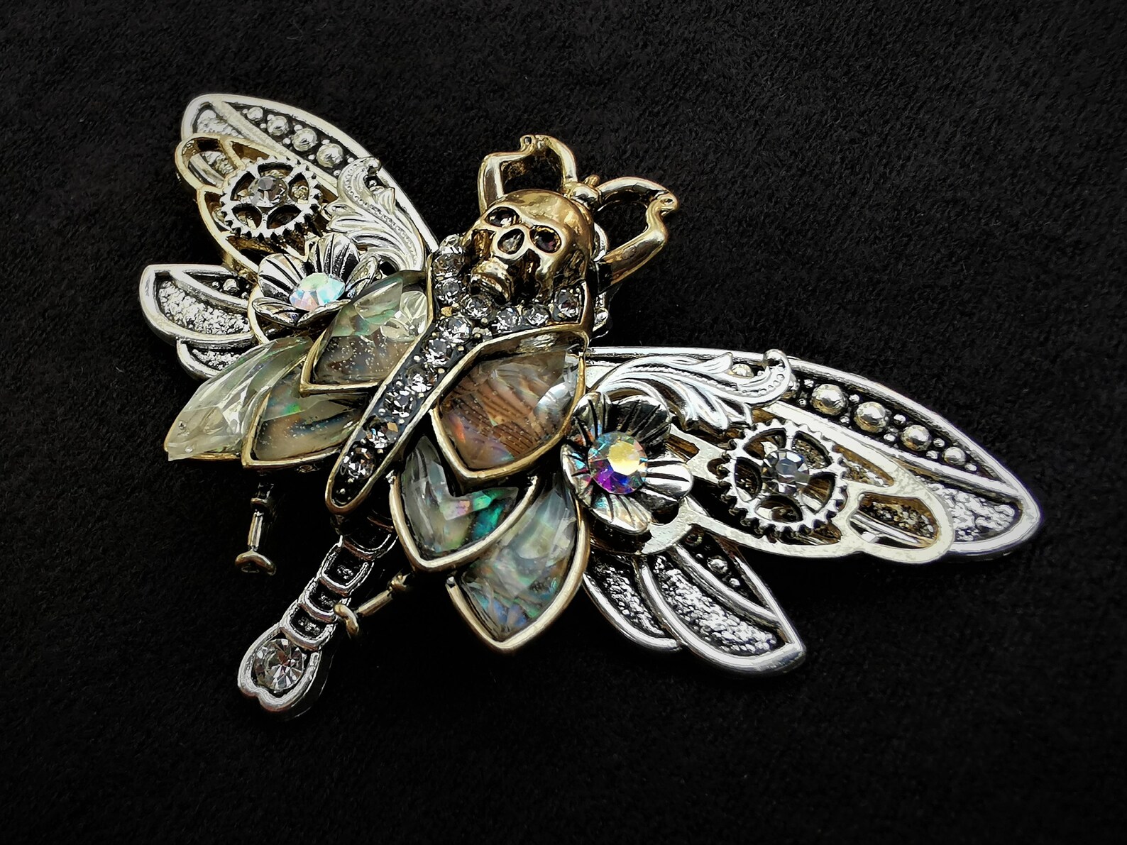 Gothic Art Nouveau Death's Head Hawkmoth and Silver | Etsy