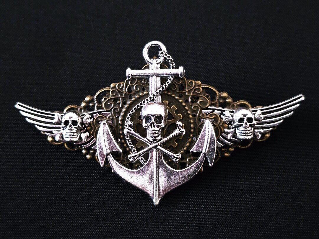 NEW! - Fantasy Pirate Goth Steampunk Jewelry Brooch - Winged Jolly ...