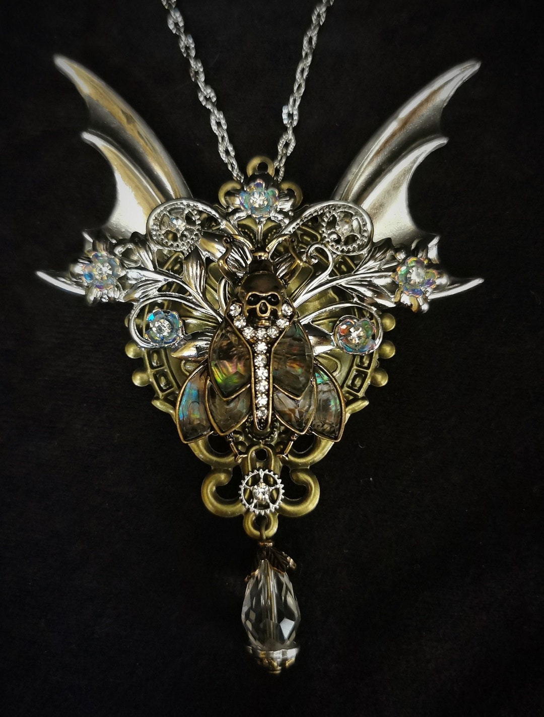 Gothic Art Nouveau Death's Head Hawkmoth Steampunk Pendant Necklace ...