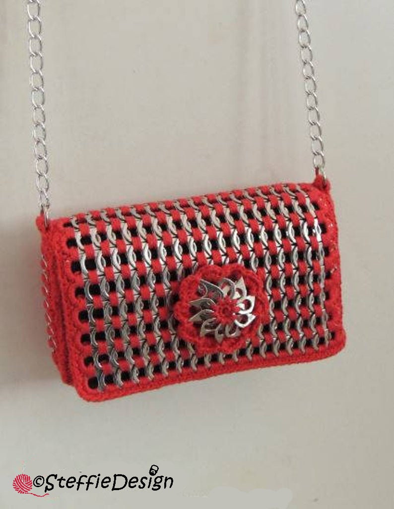 Pop Tab Basic Purse + 4 Flowers Crochet Pattern ENGLISH - Etsy