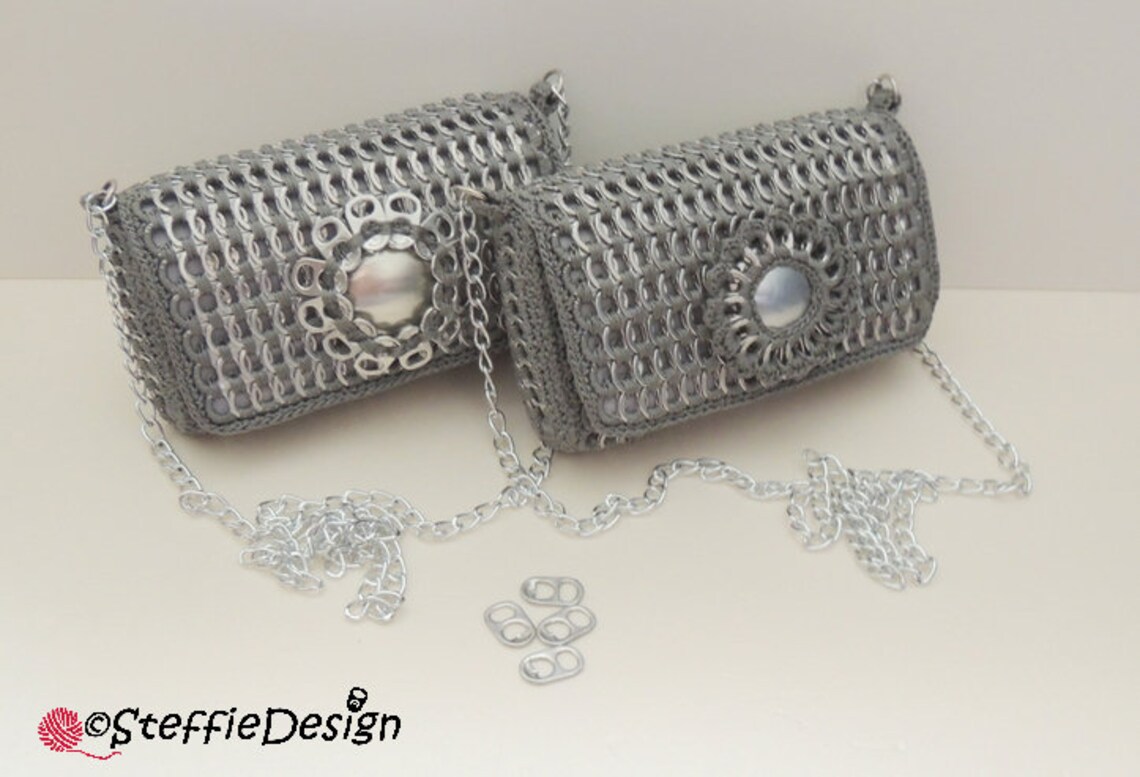 Pop Tab Basic Purse + 4 Flowers Crochet Pattern ENGLISH - Etsy