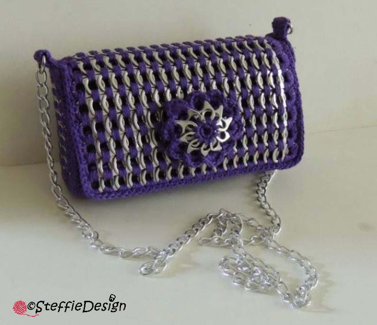 Pop Tab Basic Purse + 4 Flowers Crochet Pattern ENGLISH - Etsy