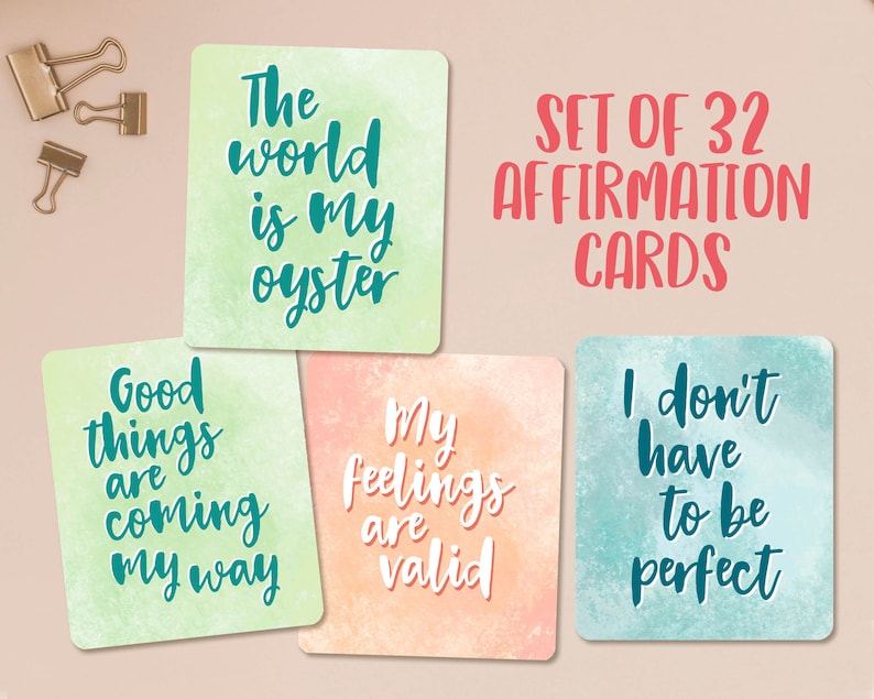 32 Affirmation Cards, Mental Health Gift, Positive Affirmations - Etsy