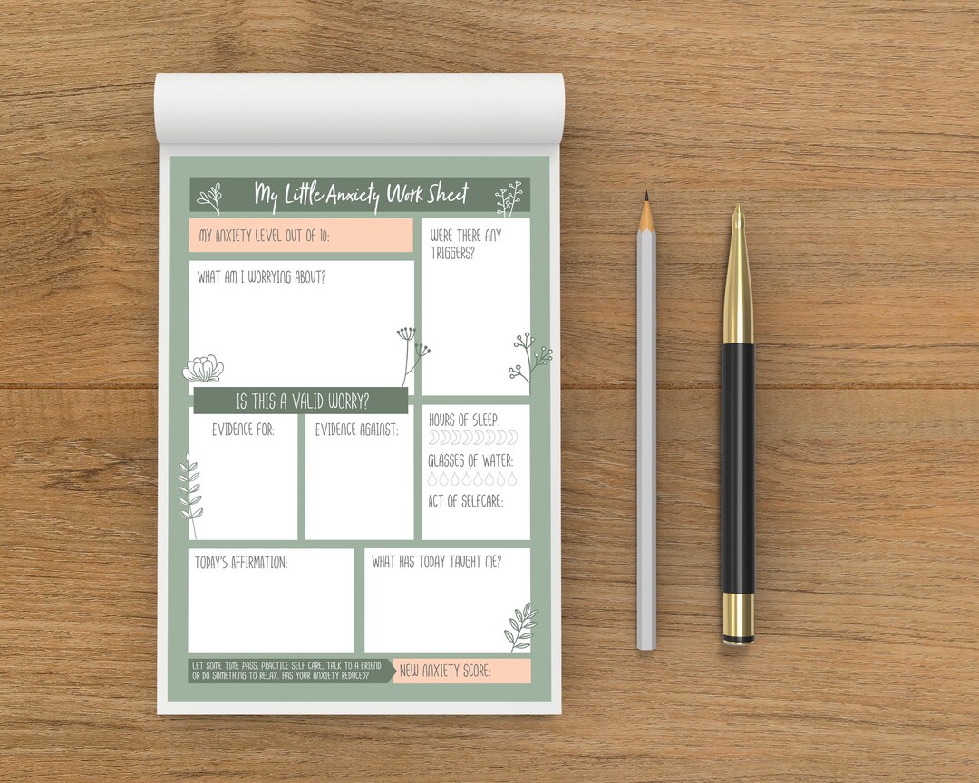 Anxiety Worksheet Notepad - Etsy
