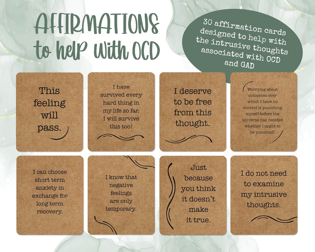 30 Kraft Affirmation Cards for OCD, Mental Health Gift, Positive ...
