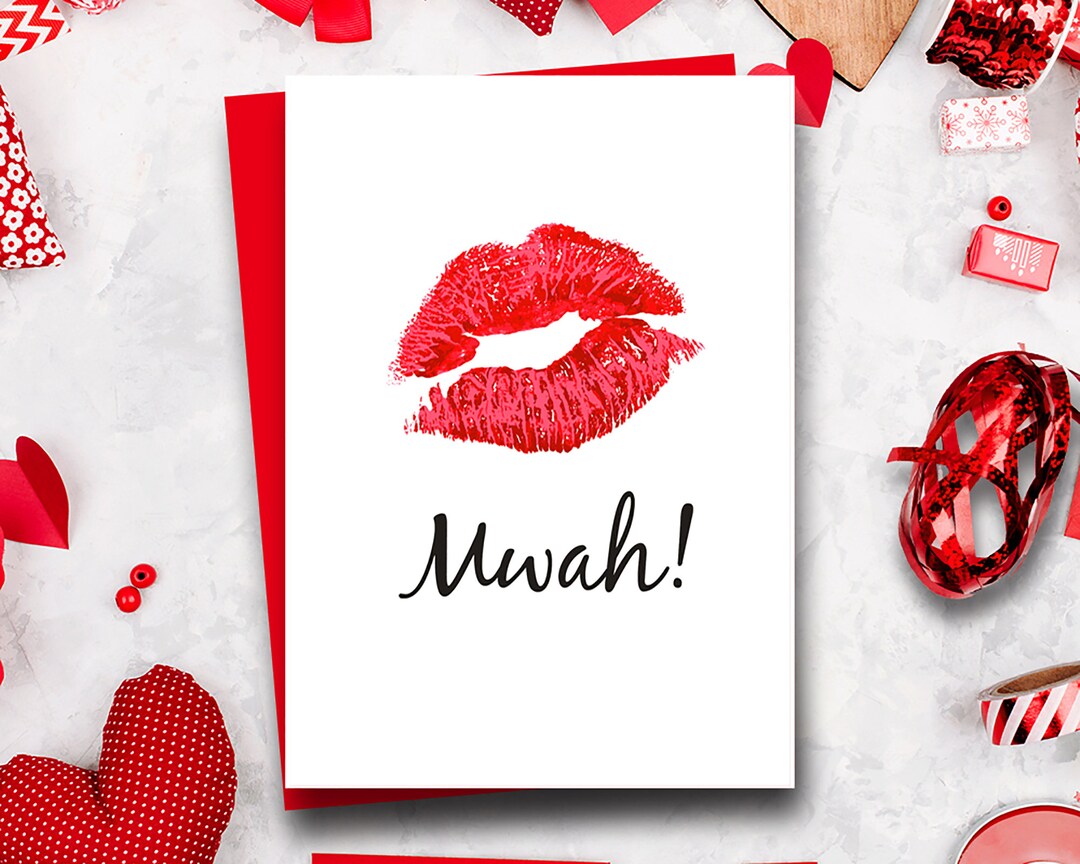 Cute, Sexy Greeting Card Mwah - Etsy