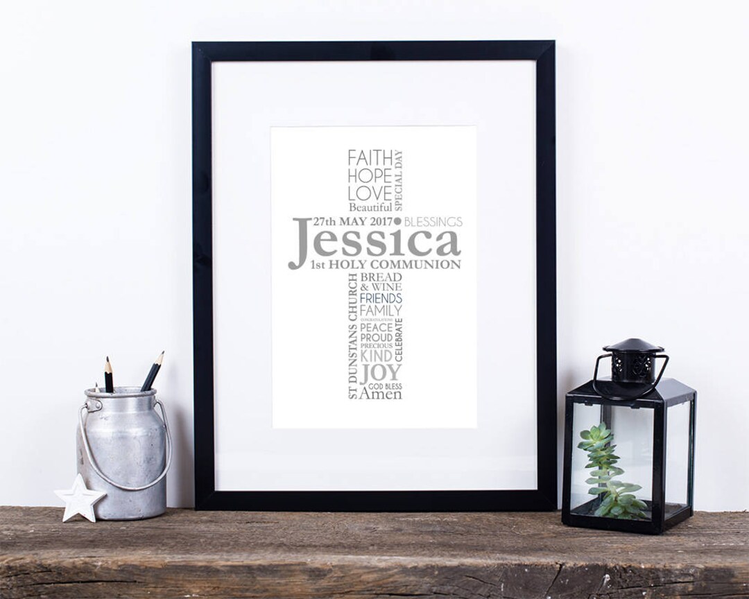 First Holy Communion Baptism Christening Personalised Print Word Art ...