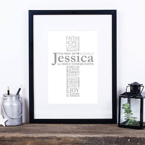 First Holy Communion Baptism Christening Personalised Print Word Art ...