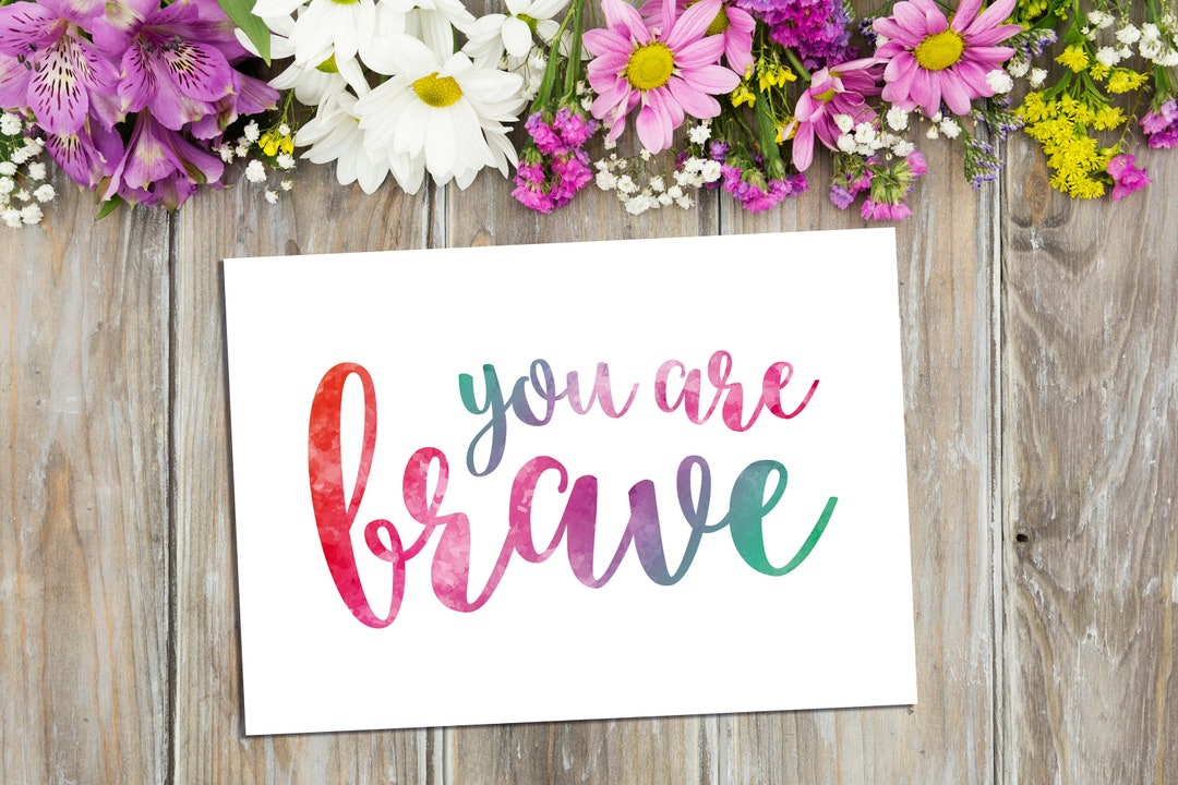 Typographic Affirmation Card - You Are Brave - Etsy