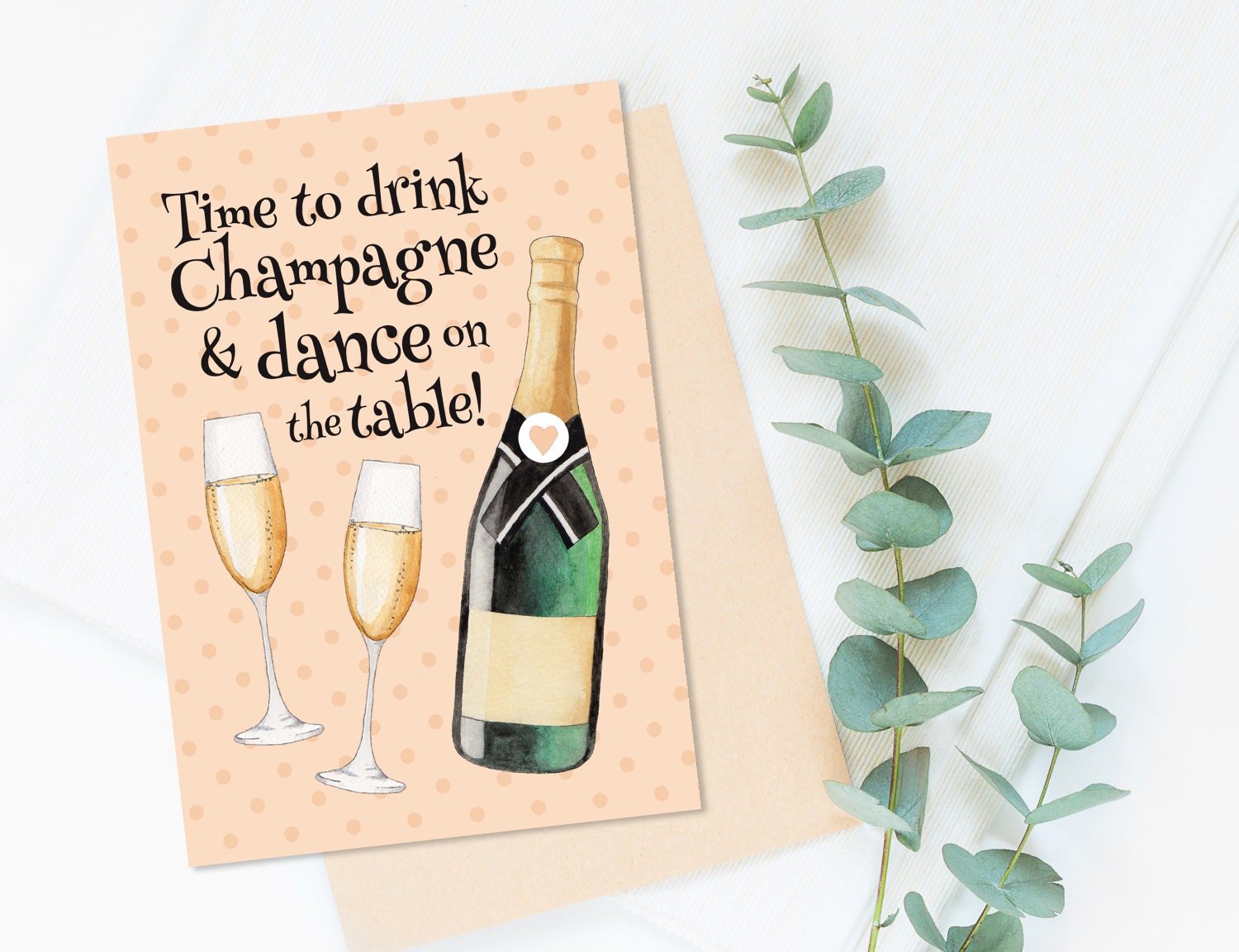 Personalised Greeting Card "time to Drink Champagne...." - Etsy