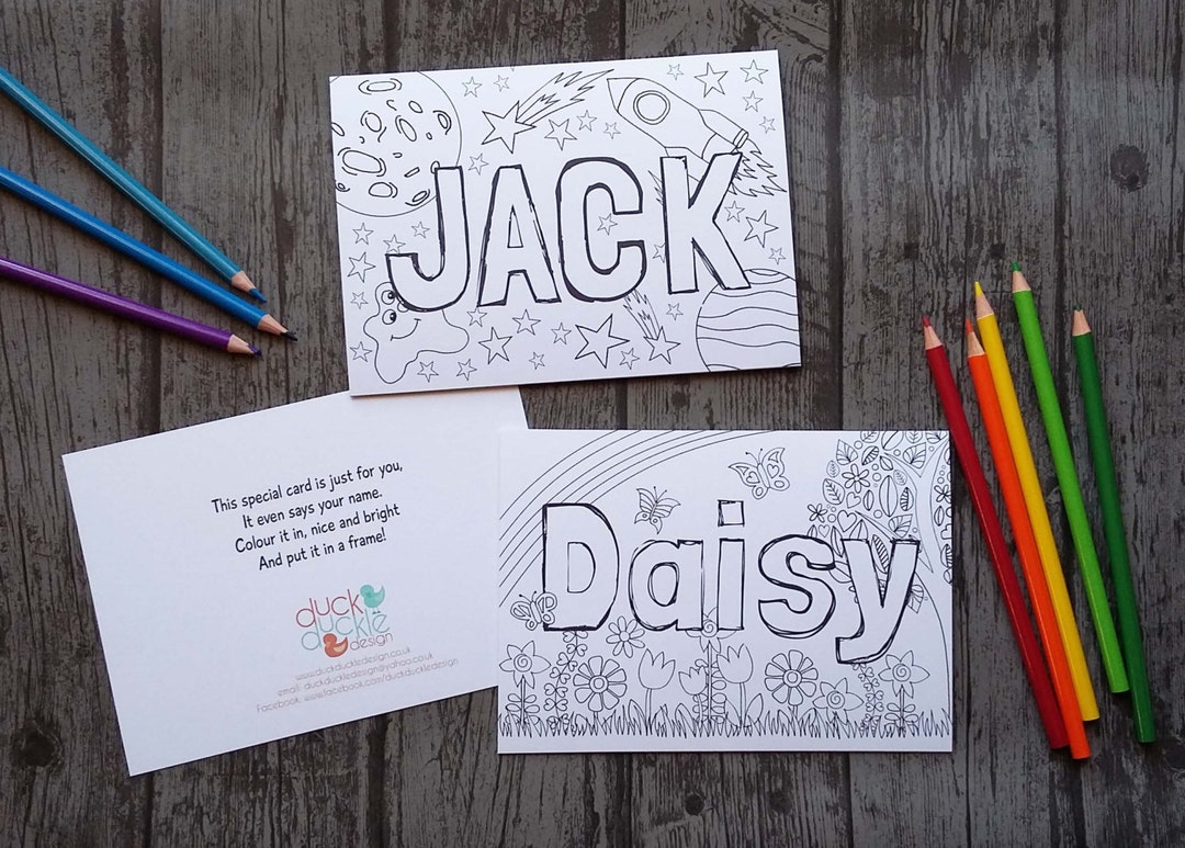 Personalised Colouring Cards - Etsy UK
