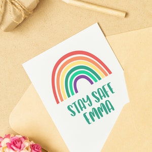 Personalised Rainbow Stay Safe Card for Loved Ones During Lockdown - Etsy