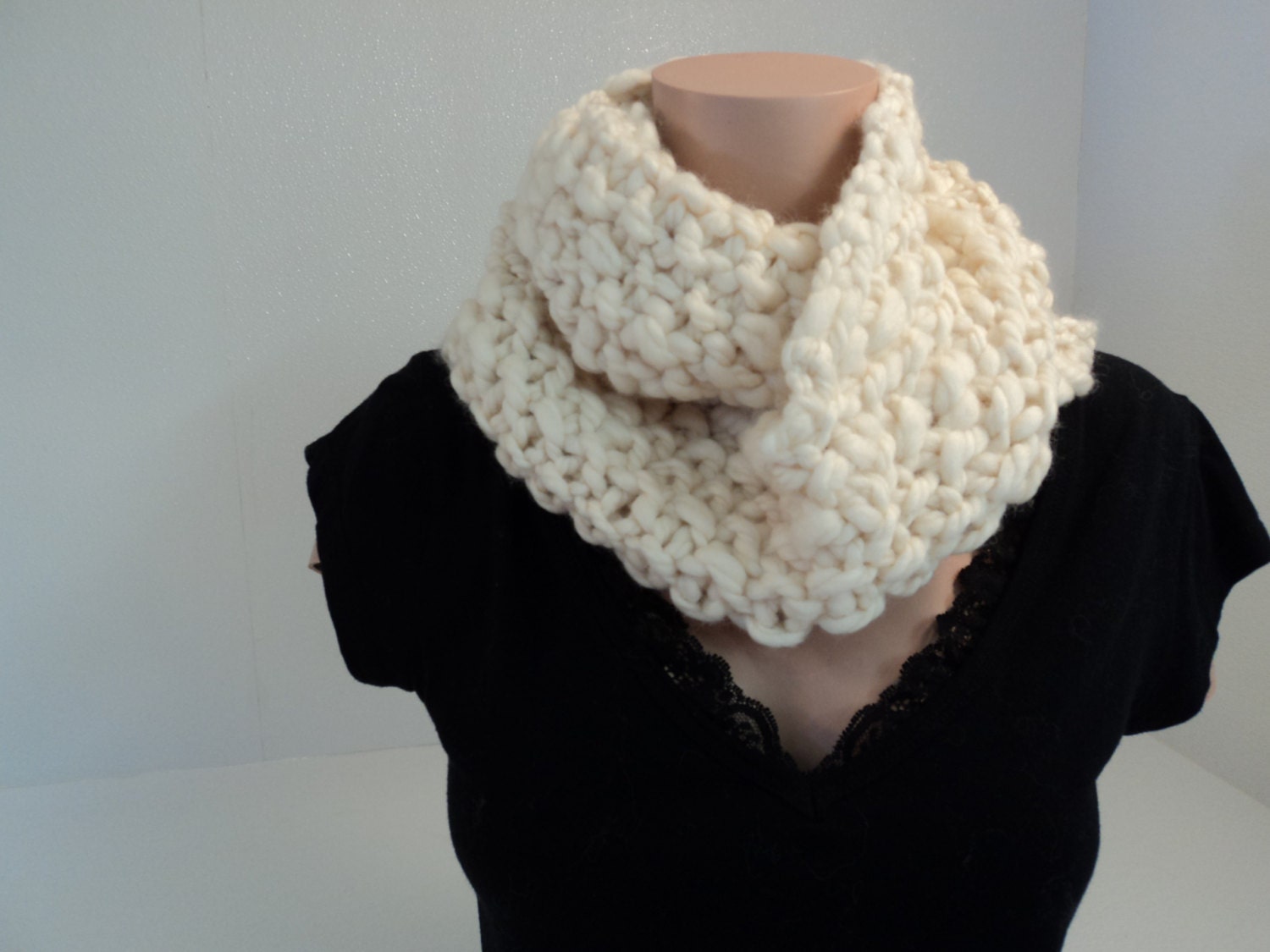 Handcrafted Wrap Cowl Cream Textured 100% Merino Wool Female Adult - Etsy
