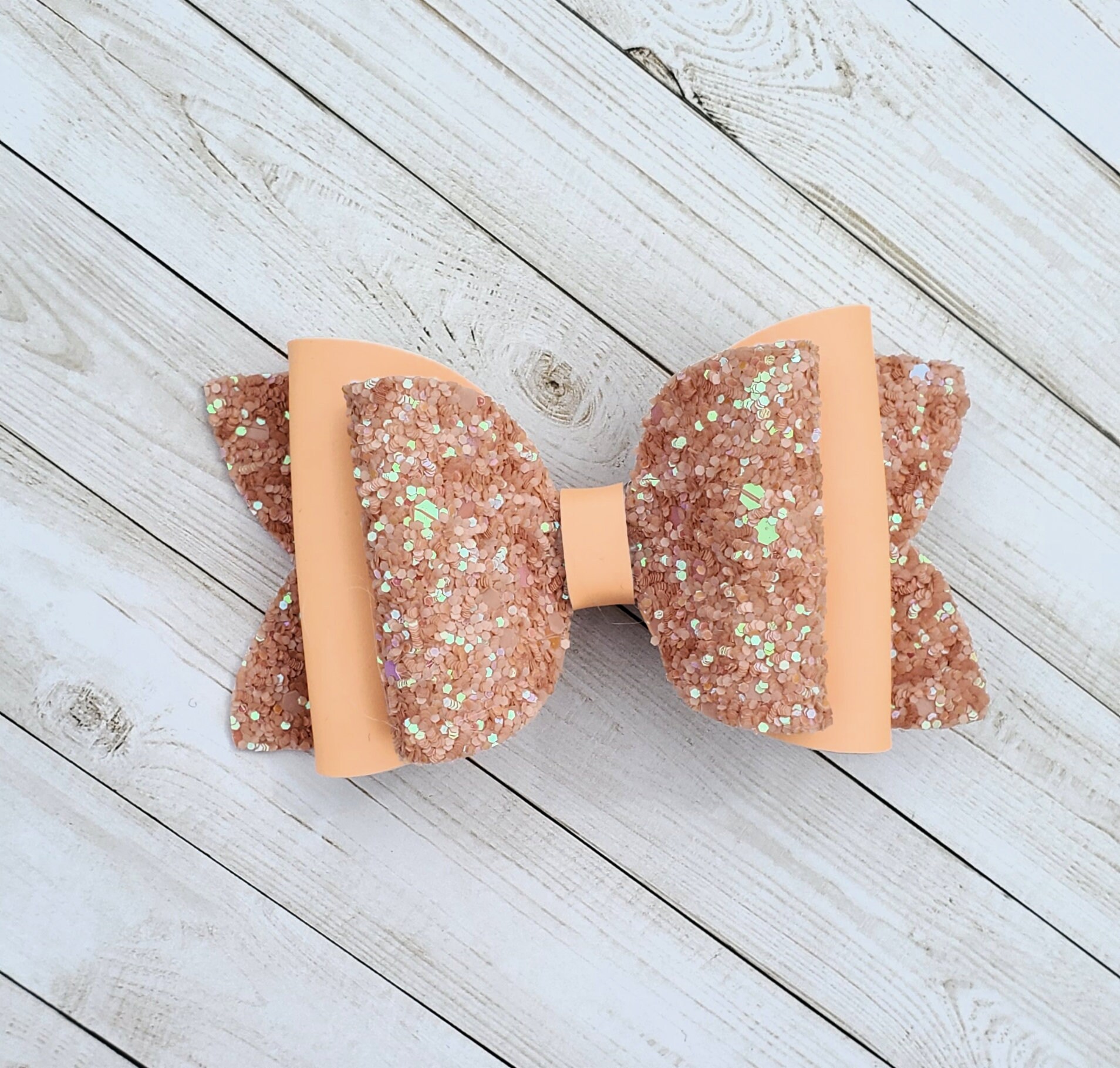 Peachy Pink Sparkly Glow Girl's Bow - Etsy.de