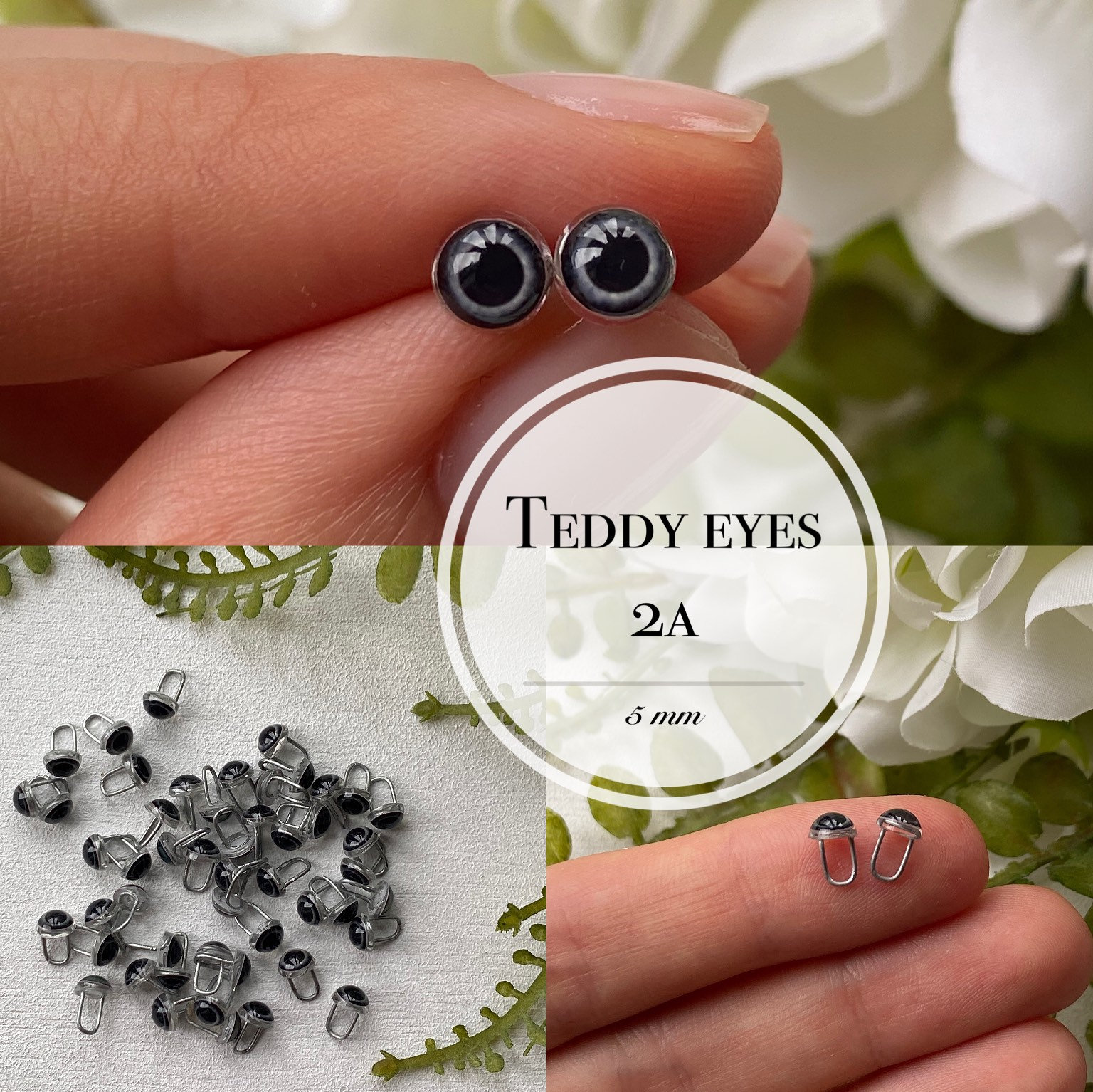 NEW Teddy Bear Eyes 5 Mm / Eyes With Loop /eyes for Dolls and | Etsy UK