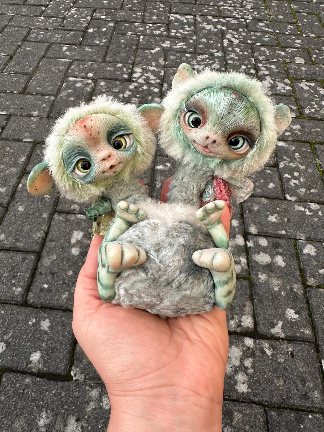 Conjoined Twins Saff and Effy, Artist Teddy Creature, Hand Made Toy ...
