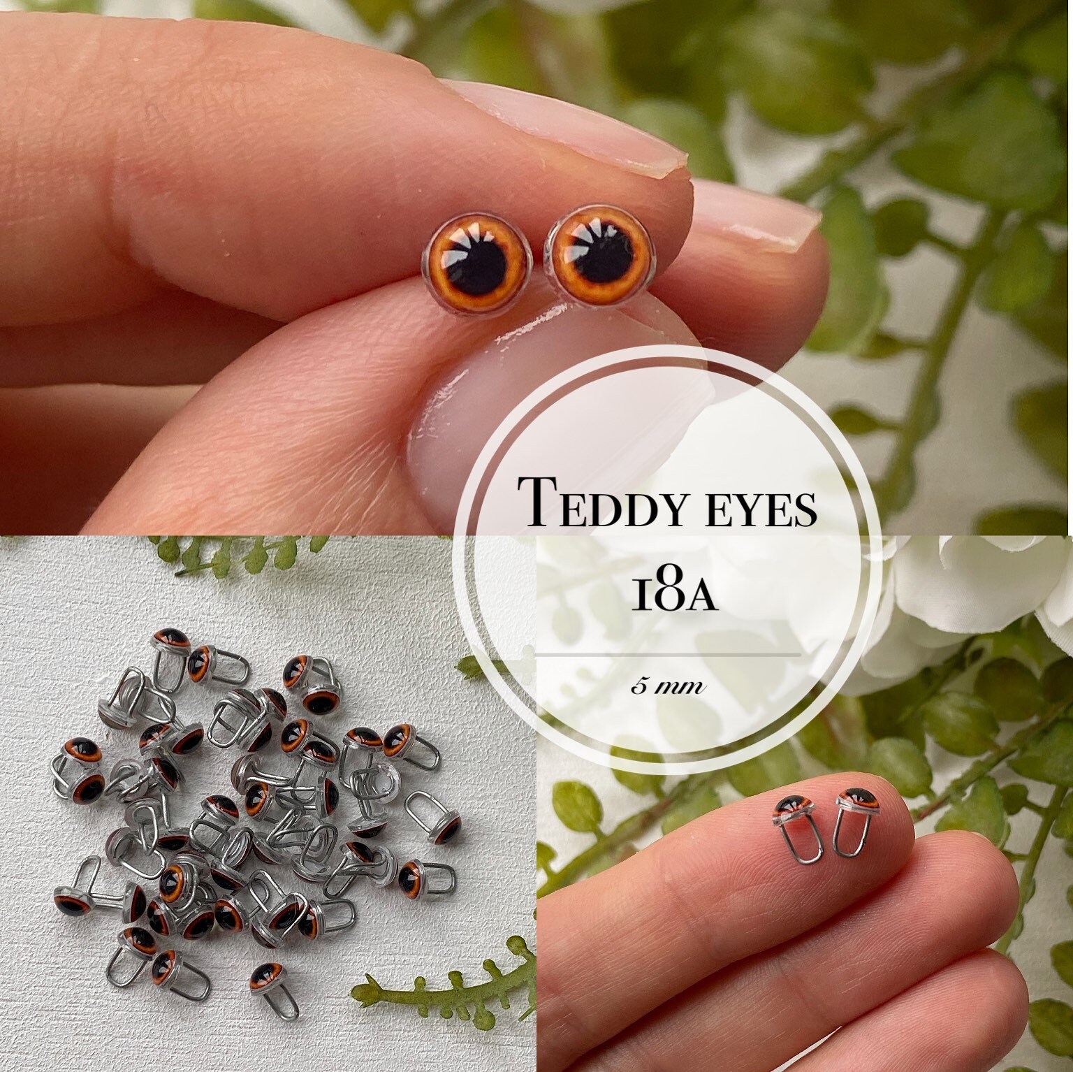 NEW Teddy Bear Eyes 5 Mm / Eyes With Loop /eyes for Dolls and | Etsy UK