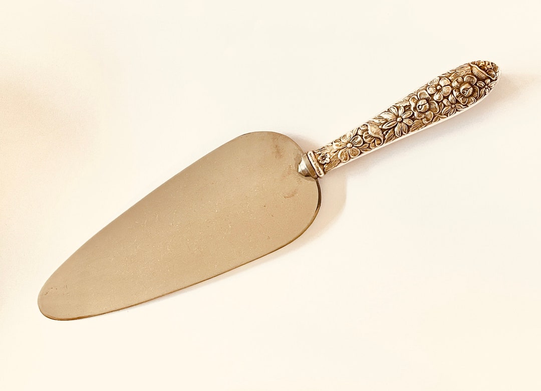 Pie Cake Server Sterling Silver Handle Floral Repousse No Mono Vintage ...