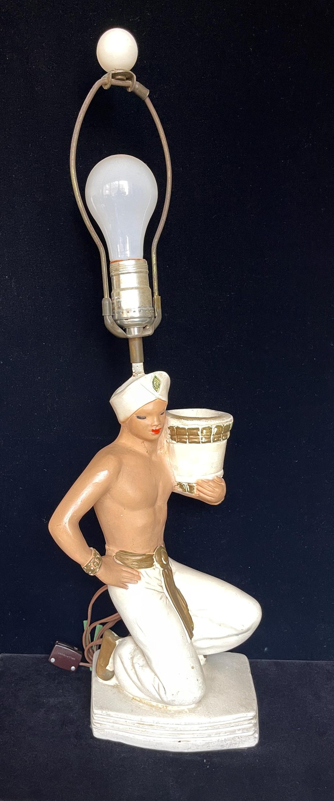 Lamp Midcentury Chalkware Arabian Male Genie Kneeling Vintage - Etsy