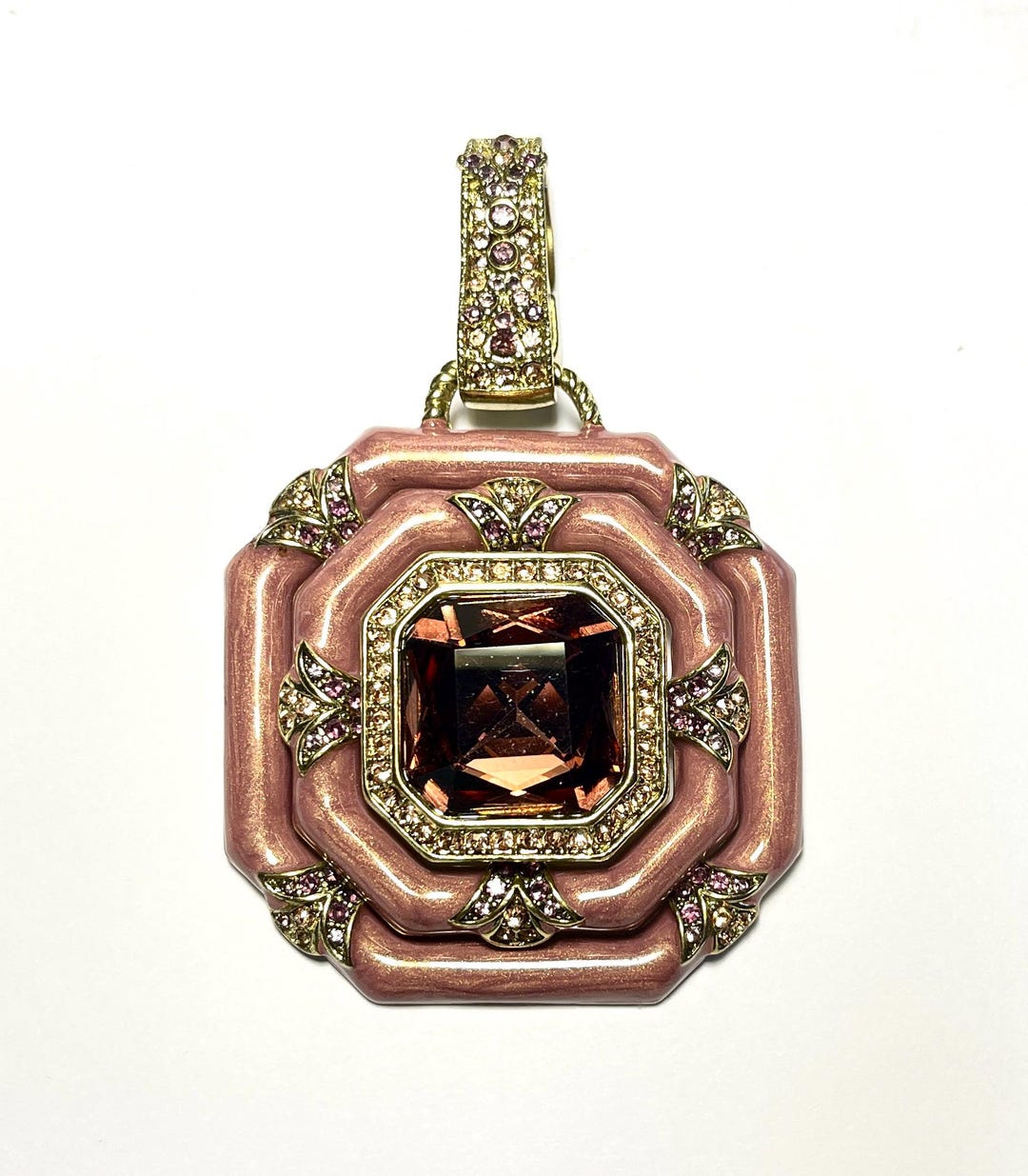 HEIDI DAUS "day and Night" Pendant Pink Enamel With Crystals - Etsy