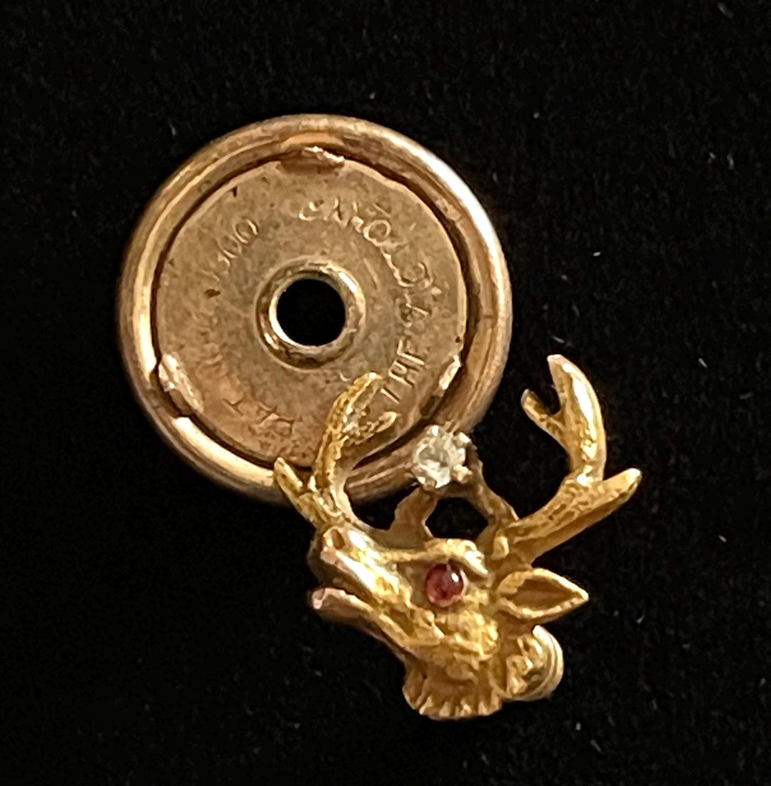 10K Yellow Gold Elks Lapel Pin Diamond & Garnet Fraternal Antique - Etsy