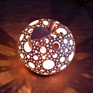 White Apple Tea Light Holder - Fall or Winter Table Decor Red Candle ...