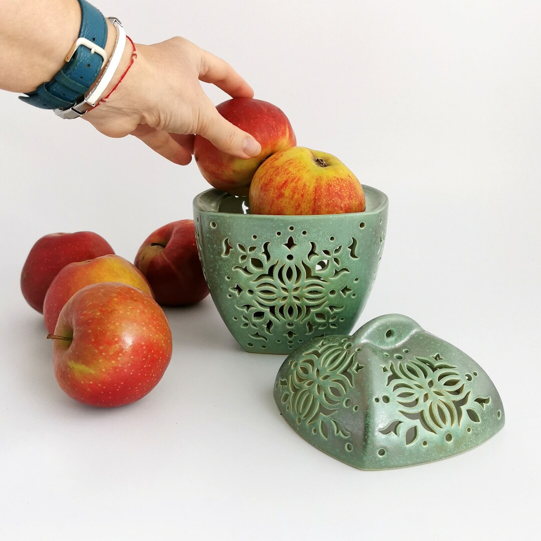 Ceramic Bowl / Fruit Colander With Lids Handmade Ceramic Container ...