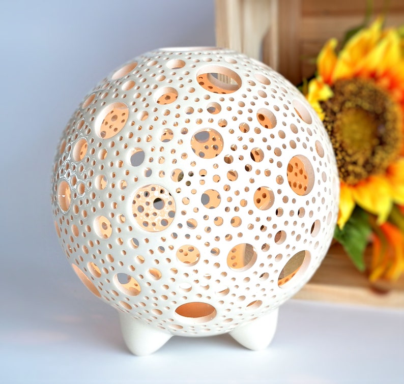 Sphere Candle Lantern: Pottery Tea Light Holder, Home Decor - Etsy