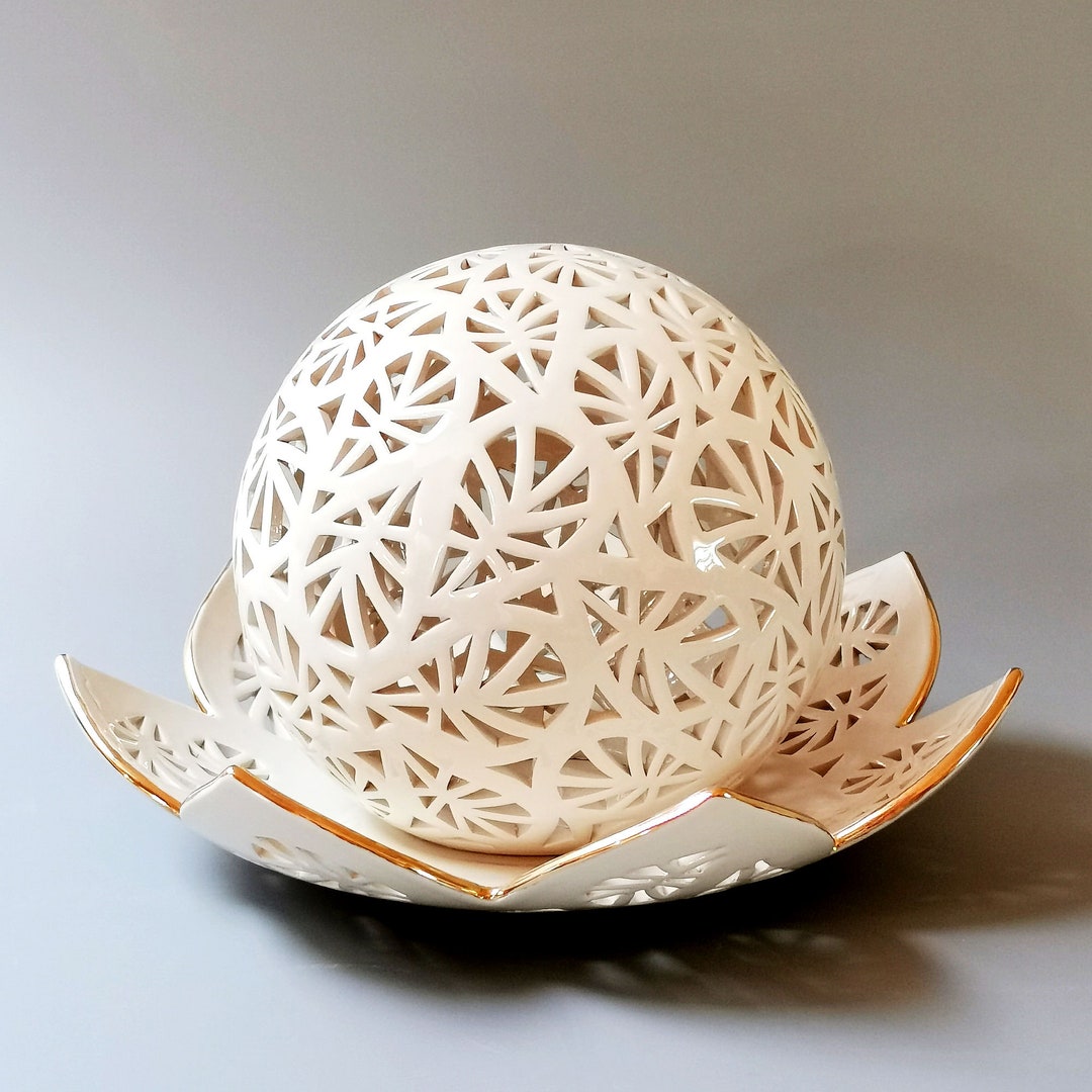 Ceramic Tea Light Holder With Plate - Anniversary Presents Large ...