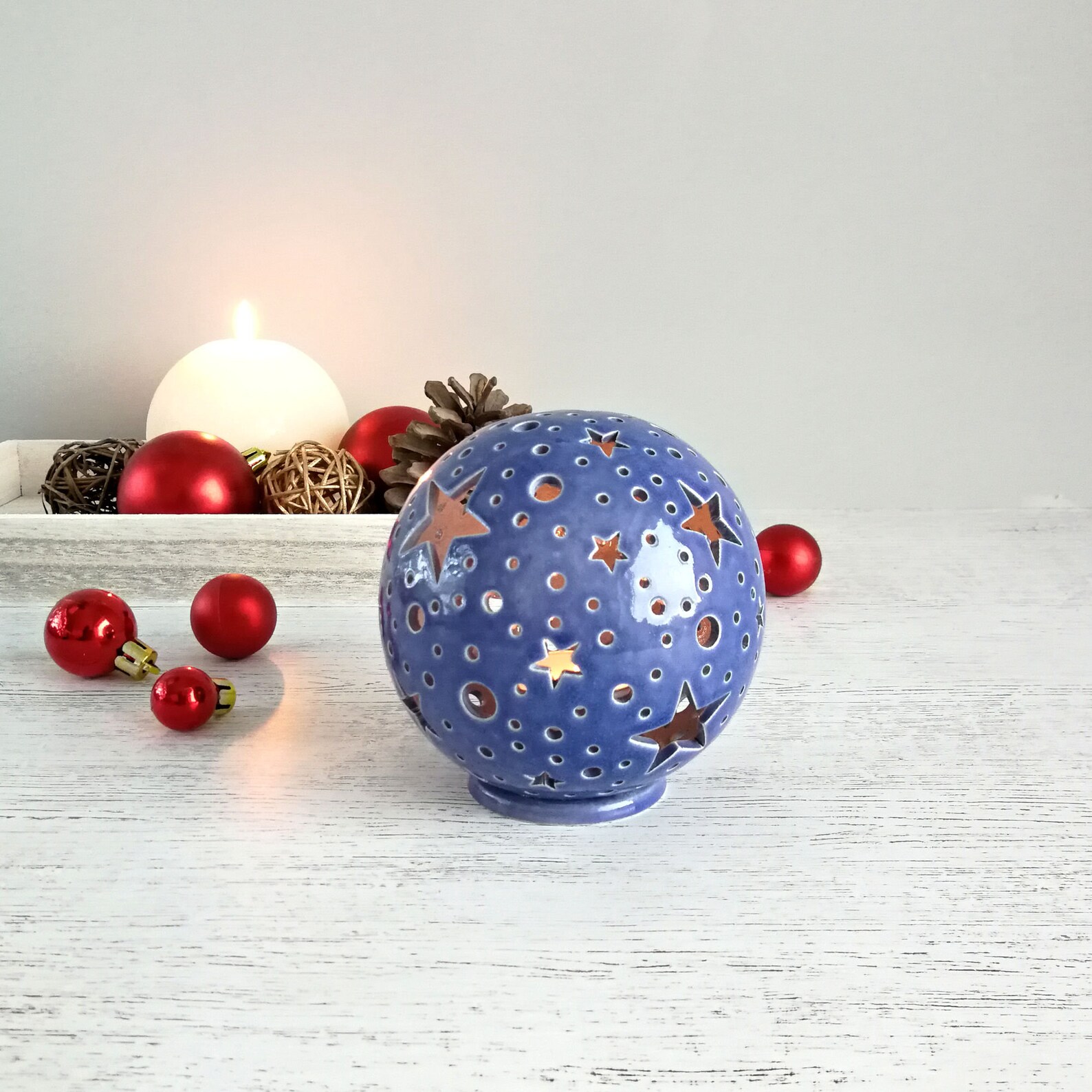 Blue Candle Lantern Christmas Star Decor Shadow Lamp Blue - Etsy