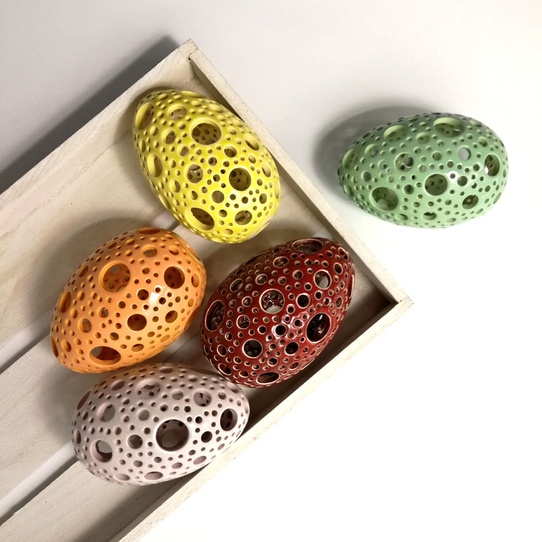 Ceramic Carved Easter Egg: Spring Table Decor, Adult Basket Gift - Etsy