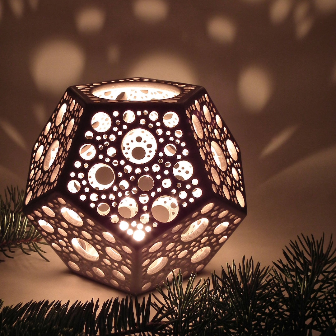 Dodecahedron Tea Light Holder: Scandinavian Ceramic Lantern - Etsy