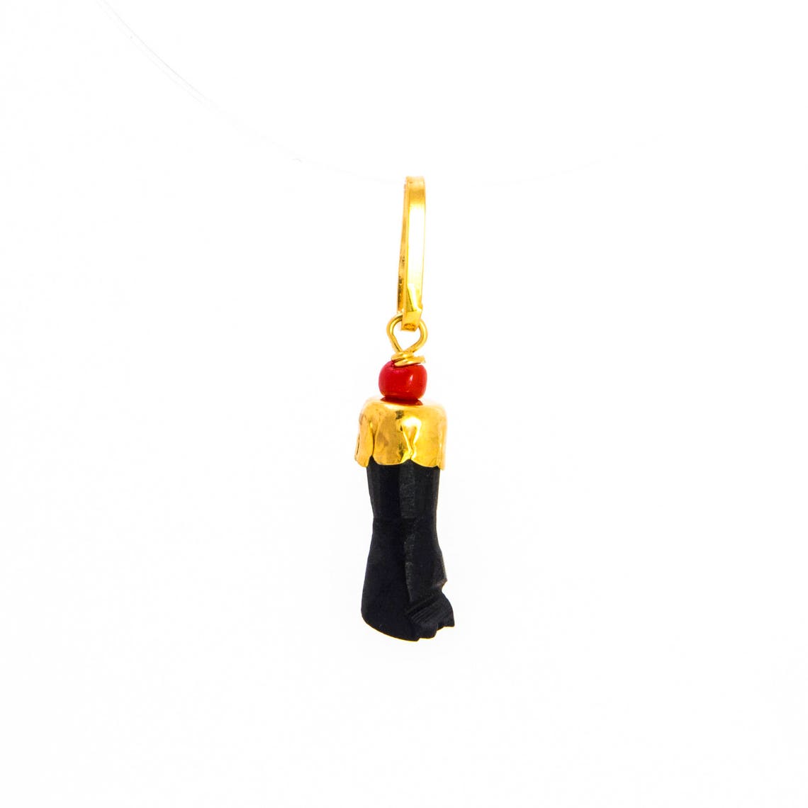 14K Gold Black Jet Ball & Coral Azabache Hand 10mm Charm 14K - Etsy