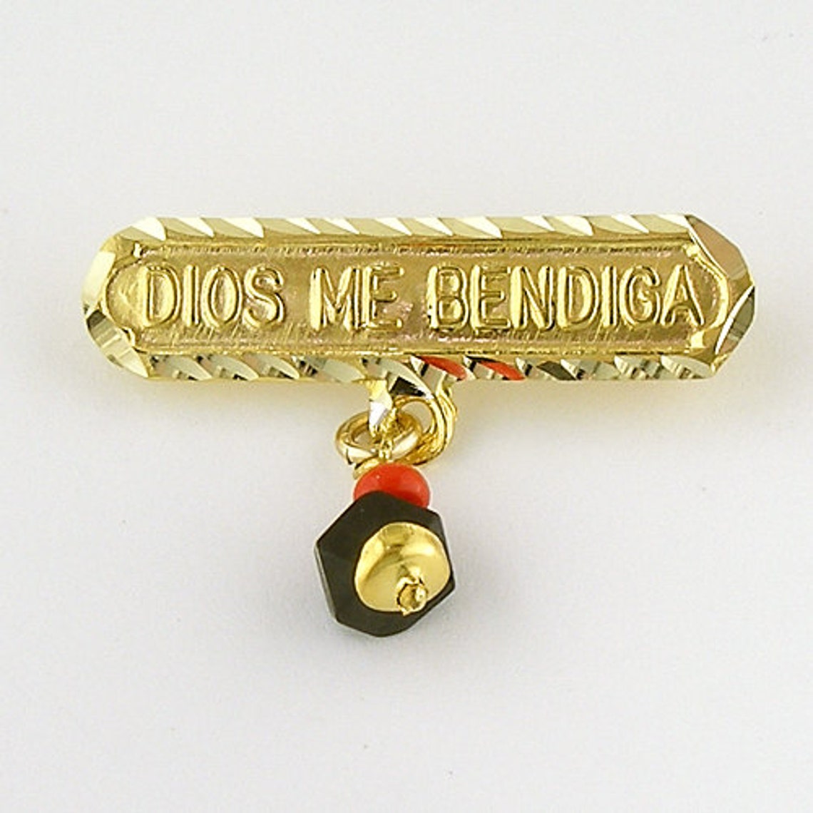 14kt Gold Baby Pin in Spanish God Bless Me Dios Me Bendiga | Etsy