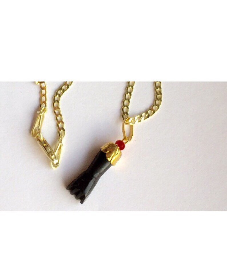 14K Gold Black Jet Ball & Coral Azabache Hand 10mm Charm 14K - Etsy