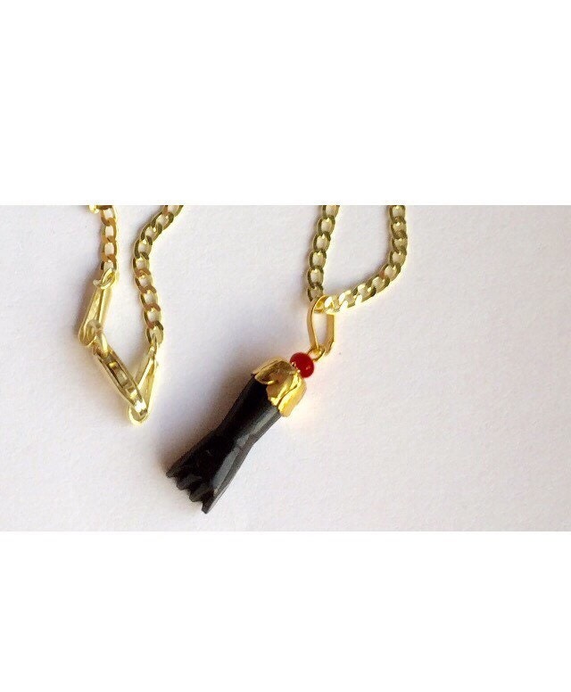 14K Gold Black Jet Ball & Coral Azabache Hand 10mm Charm 14K | Etsy