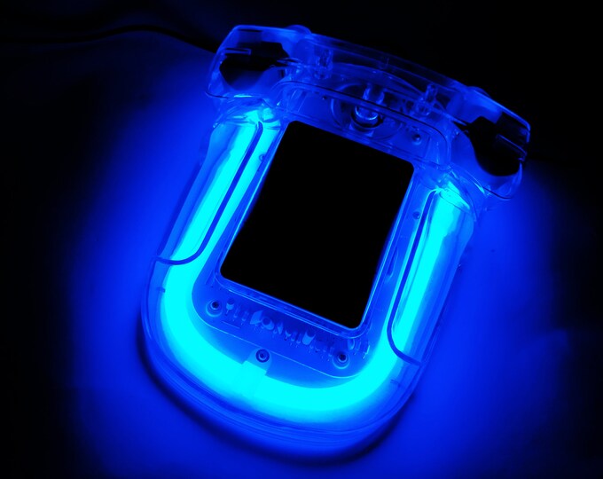 Neon Blue Telephone Acrylic Clear Phone Lucite Transparent Light Lamp ...